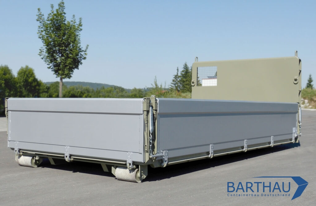 Container-Plattform Abroll Gitterfenster - Containerbau Deutschland